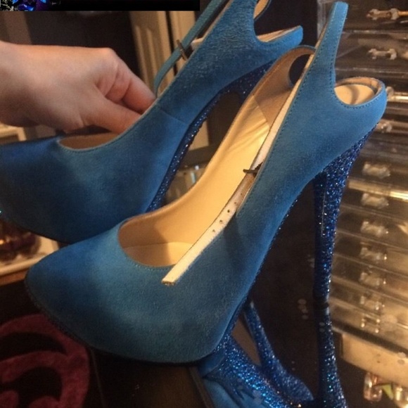 Jimmy Choo | Shoes | Jimmy Choo 37 65 Turquoise Rhinestone Heels | Poshmark